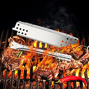 Plowo PN6281 SA5491 Stainless Steel Heat Plate and Burner Replacement for Kenmore Gas Grill Models 415.16128010, 415.1612801, G550-0006-W1, Charbroil 463235714, 464220511, 464220110, 4 Pack