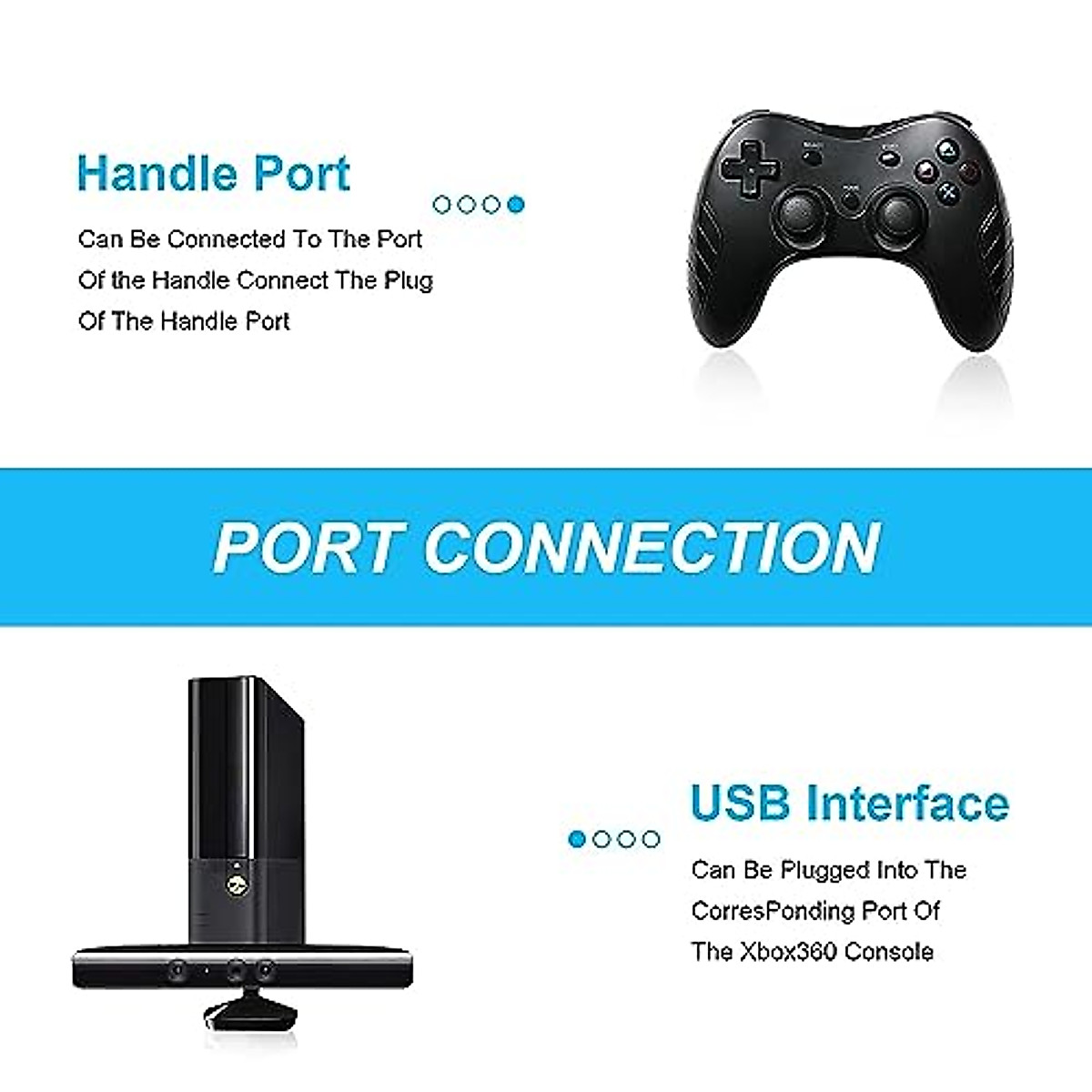 Xbox 360 Controller Charger Cable, Game Handle Charging Cord, Wireless Controller USB Charging Wire Compatible with Microsoft Xbox360 Xbox 360 Slim Wireless Game Controllers-5ft