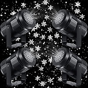 4 Pcs Christmas Snowflake Projector Lights LED Snowfall Projectors Waterproof Xmas Projector Lights White Indoor Holiday Projector Lamp for Xmas Home Wedding Party Garden Landscape Decorations