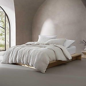 Calvin Klein - King Duvet Cover Set, Garment Washed Cotton Bedding with Matching Shams, Waffle Textured Home Decor (Speckled Waffle Ivory, King)