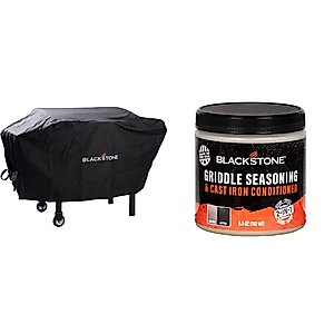 Blackstone 5091 –Water, Weather Resistant Heavy Duty 600D Polyester Outdoor BBQ Cover & 22" Tabletop Griddle, 22 Inch, Black & North Atlantic Imports Inc Seasoning, 6.5 Ounce, None