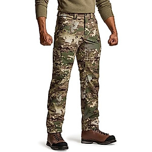 CQR Men's Winter Waterproof Tactical Pants, Softshell Fleece Lined Snow Ski Cargo Pants, Thermal Outdoor Hiking Work Pants, Recon Utility Camo, 32W x 30L