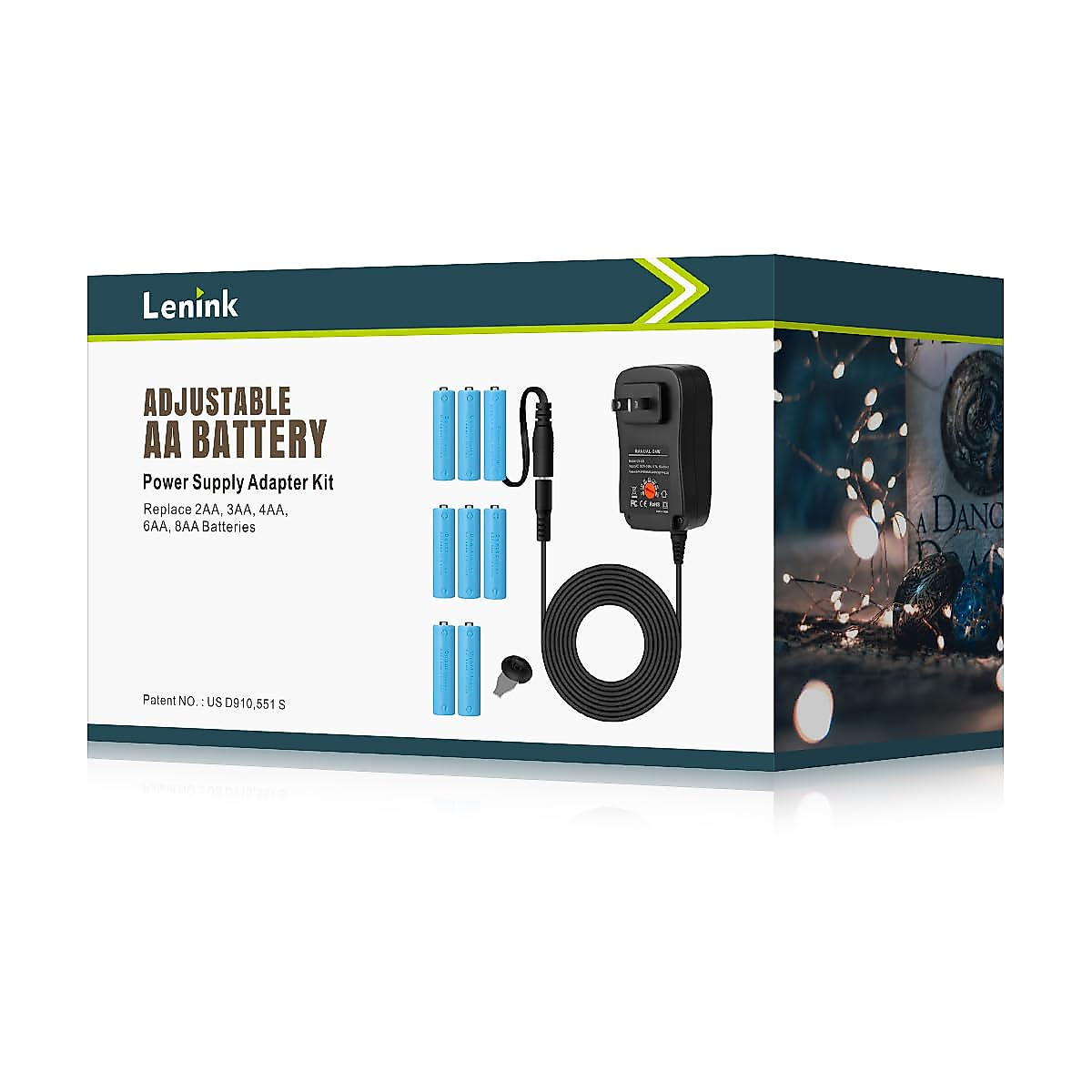 Lenink Adjustable AC Power Supply Adapter, Battery Repacement Kit for AA Battery, Replace 2 AA 3 AA 4 AA 6 AA 8 AA (Black, 1.8m/5.9ft)