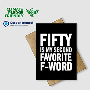 Funny 50th Birthday Card for men or women with envelope | Joke card for someone who is turning fifty years old | Original and unique present idea for family, friends or a co-worker.