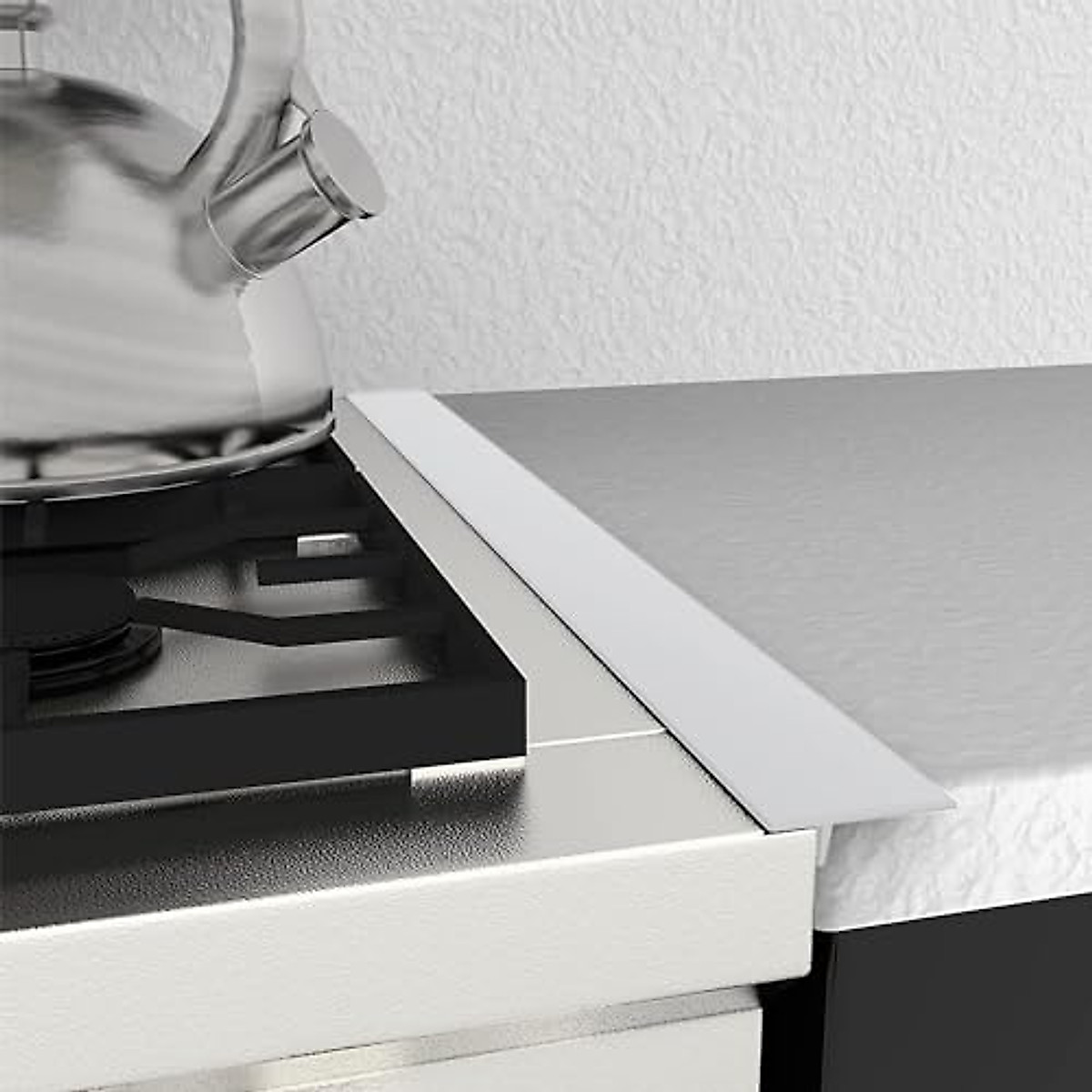 MSDADA 2 Pcs Silicone Stove Counter Gap Cover, Kitchen Counter Gap Anti-Slip Filler for Seals Spills Between Counter, Stovetop, Oven, Washing Machine (30 Inches, White）