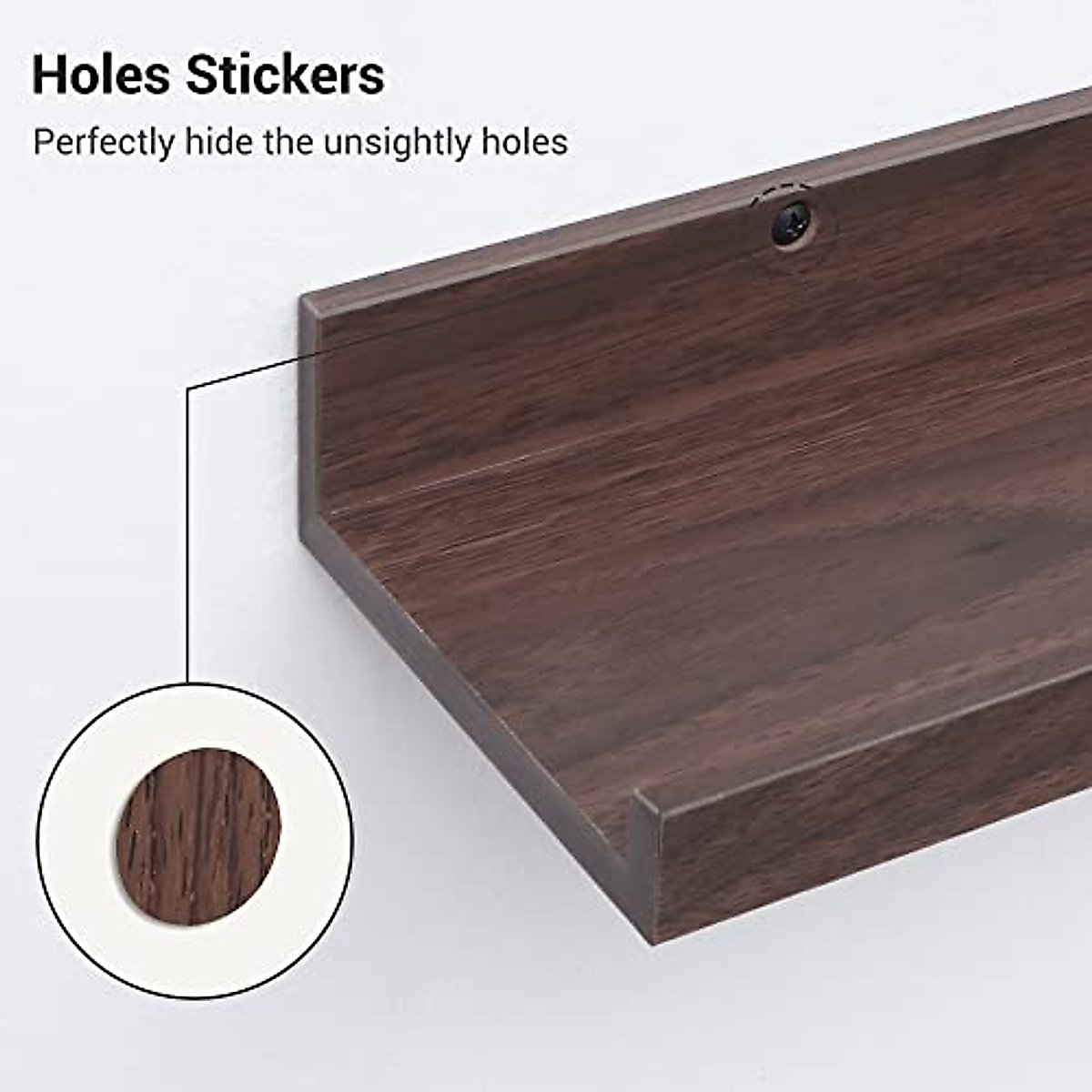 Axeman Floating Shelves, Wall Shelves Set of 3, Walnut Floating Shelves Picture Ledge Shelf for Nursery Bedroom Living Room Kitchen Office, Walnut