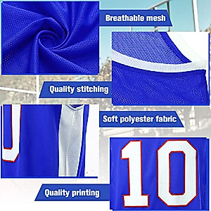 Hicarer 12 Pack Number Printing Basketball Jerseys Men Mesh Basketball Uniforms for Team Sports Scrimmage (Blue)