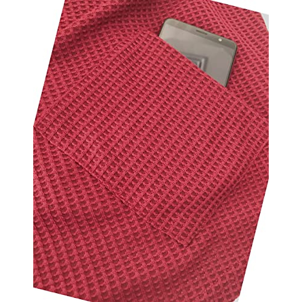 LATT Dress Women Long Sleeve Open Front Draped Cardigan Waffle Fabric Pocket Hoodie Outwear, Burgandy,S, Burgandy