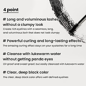 heimish Dailism Smudge Stop Mascara - 0.32oz/9g (Curling) | Non-Smudging, Curling Mascara | Washable, Non-Clumping, Waterproof Mascara for Eye Makeup | Kbeauty