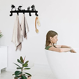 Towel Racks for Bathroom 16 Inch Towel Coat Key Hooks Holder Bedroom Hanger Living Room Wall-Mounted Metal — 5 Hooks Rust-Proof and Waterproof-Black (Black),Y-4