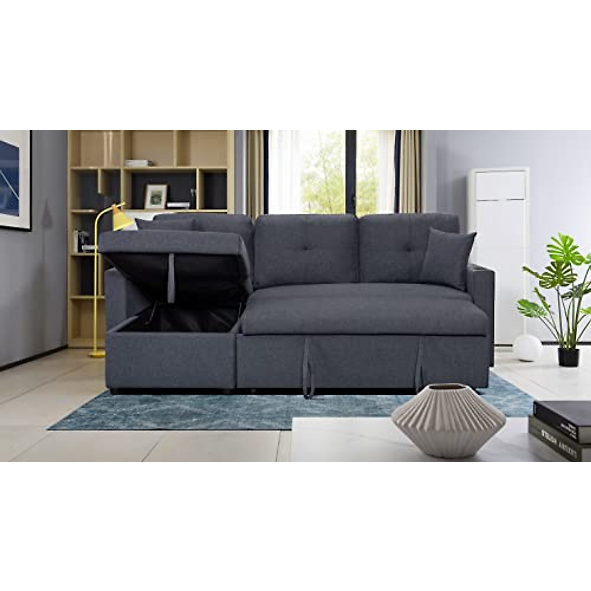 Devion Furniture LLDF Sectional, Dark Gray