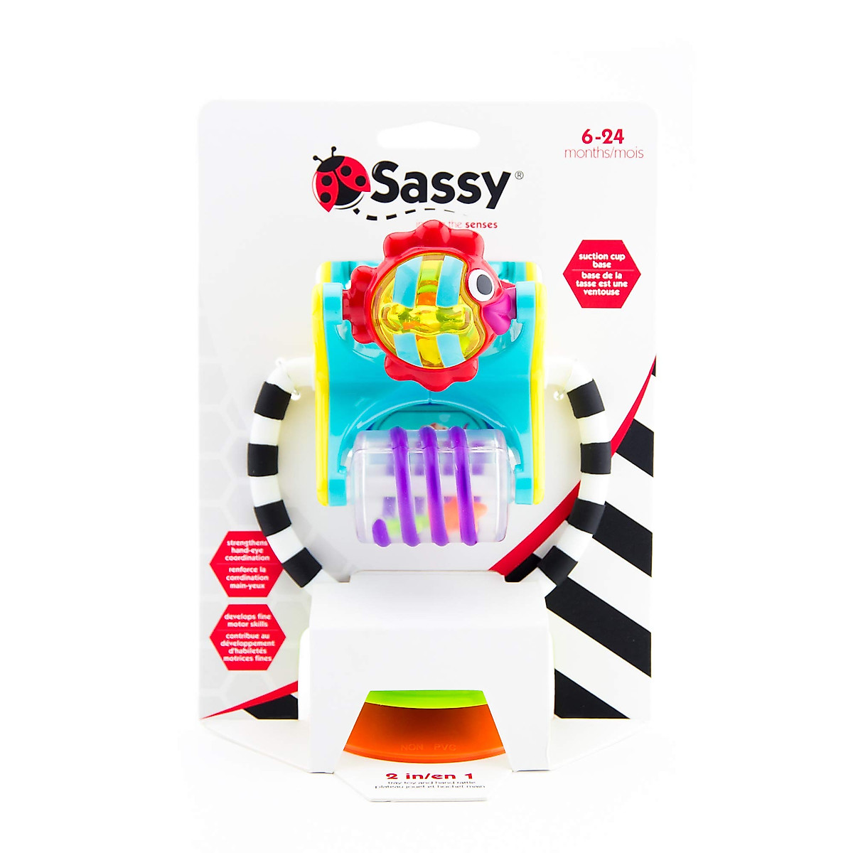 Sassy Fishy Fascination Station 2-in-1 Suction Cup High Chair Toy | Developmental Tray Toy for Early Learning | for Ages 6 Months and Up