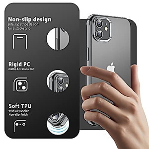 ORIbox Case Compatible with iPhone 12 Case and iPhone 12 Pro Case, Translucent Matte case with Soft Edges, Lightweight & Case Compatible with iPhone 11 Case, with 4 Corners Shockproof Protection