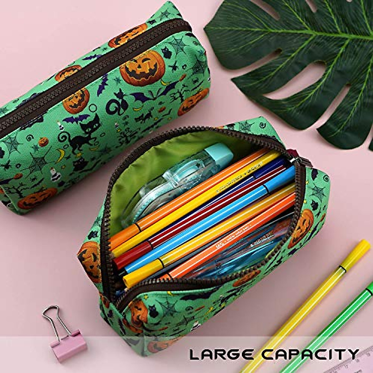 LParkin Halloween Canvas Pencil Case Pen Bag Pouch Stationary Case Makeup Cosmetic Bag