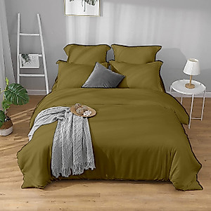 Precious Star Linen Taupe Solid | King/Cal-King 92x104 | 3 Pieces Duvet Cover Set Soft & Cozy Egyptian Cotton | Zipper Closure & Corner Ties | 1 Duvet Cover with 2 Pillow Sham