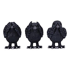 Nemesis Now Three Wise See No Evil Hear No Evil Speak No Evil Figurines, Adorable Hand-Painted Resin Collectibles and Gift - Ravens