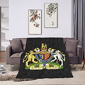 Royal Coat of Arms of The United Kingdom Flannel Fleece Throw Blanket ,Softest Super Fluffy Bed Plush Blanket Throw, Sofa Luxury Cozy Couch Blanket 80"x60"