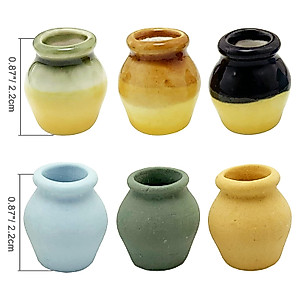 Miniature Terracotta Pots, 6 Pieces Mini Ceramic Clay Flower Pots Pottery Planter for DIY 1:12 Dollhouse Fairy Garden Flower Plants Bonsai Micro Landscape Decoration