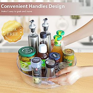 6 Pack Lazy Susan Organizer for Cabinet, Upgraded 11.5" Clear Lazy Susan Turntable with Handles and Raised Edge, Rotating Lazy Susan Spice Storage for Kitchen, Pantry, Refrigerator, Bathroom, Table