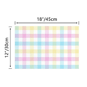 Rvsticty Linen Spring Placemats Set of 4 Buffalo Check Plaid Easter Table Mats Easter Decor Birthday Party Home Kitchen Table Decorations and Supplies-12×18''
