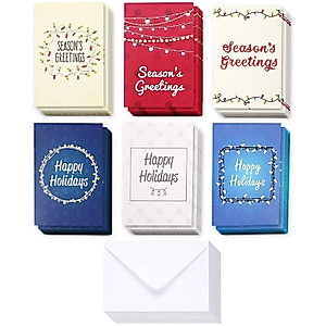 36 Pack Christmas Cards with Envelopes 4x6, Happy Holidays, Seasons Greetings, 6 Lights Designs