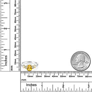 Gem Stone King 2 Tone 10K Yellow Gold and 925 Sterling Silver Yellow Citrine and Lab Grown Diamond Engagement Ring For Women (1.38 Cttw, Gemstone Birthstone, Available In Size 5, 6, 7, 8, 9)