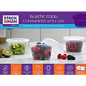 [48 Sets -16 oz.] Plastic Deli Food Storage Containers with Airtight Lids - Soup Containers with Lids