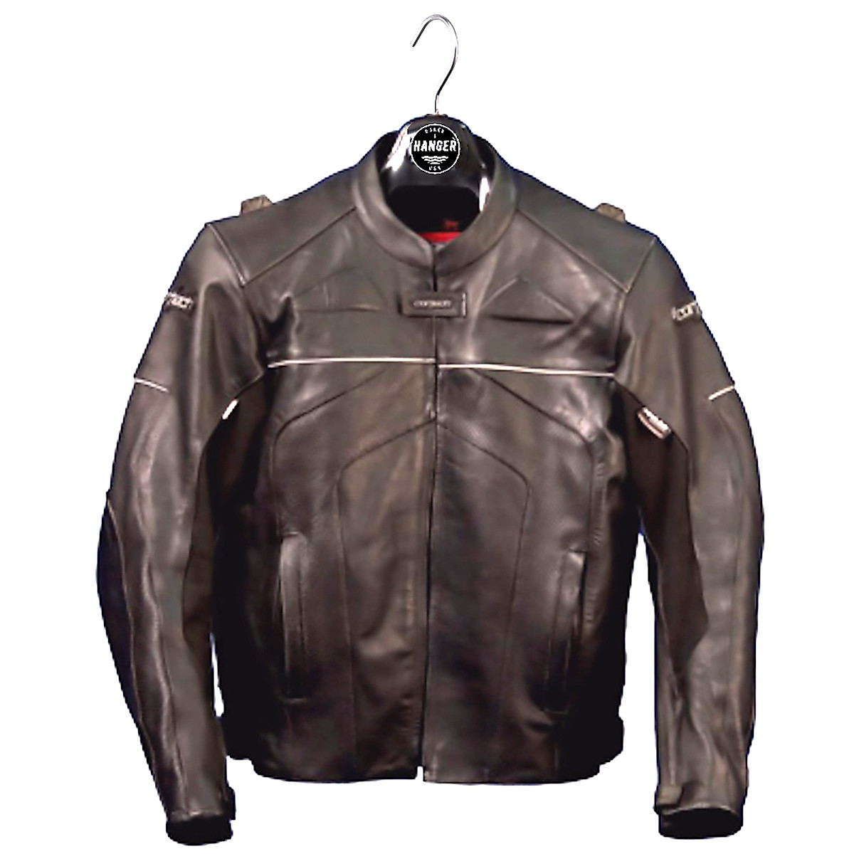 Motorcycle Body Armor Coat Hanger 'Shoulder Saver' by BAKER HANGER - USA Made - 4 Inch Hook (Black)