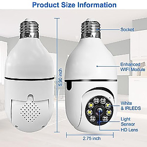 EDSACE Light Bulb Camera 2 Pack,5g Dual Band Bulb Camera,WiFi 6 Light Bulb Camera Pack of 2, 2.4G/5G WiFi Light Bulb Camera, Home Secuirty Socket Camera,360 Degree Panoramic Camera 2pcs