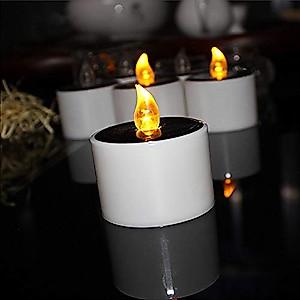 6 Sets of Solar Tea Lights, Waterproof, Rechargeable flameless led Candle Lights, Used for Holiday Celebrations, Outdoor Camping and Emergency Home Decoration to Create Romantic Atmosphere