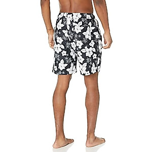 Amazon Essentials Men's 9" Quick-Dry Swim Trunk, Black Hibiscus Flower, XX-Large