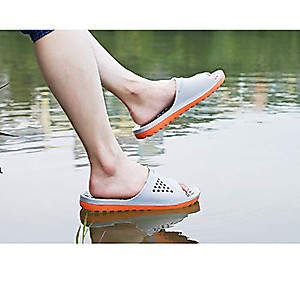 Bathroom Beach Slipper, Mens Badslippers Casual Non-slip Slides Summer Massage Flip Flops Fashion Soft Sole Man Massage Sandals 14((XXL) GrayOrange