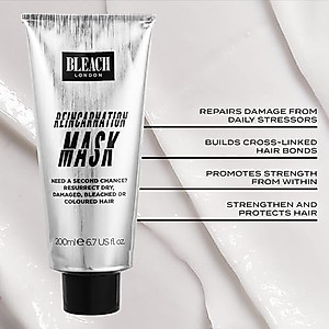 BLEACH LONDON Reincarnation Mask - Nutrient Rich, Repairs & Hydrates Dry, Damaged, Bleached or Coloured Hair, Vegan, Cruelty Free, 6.7 fl. oz.