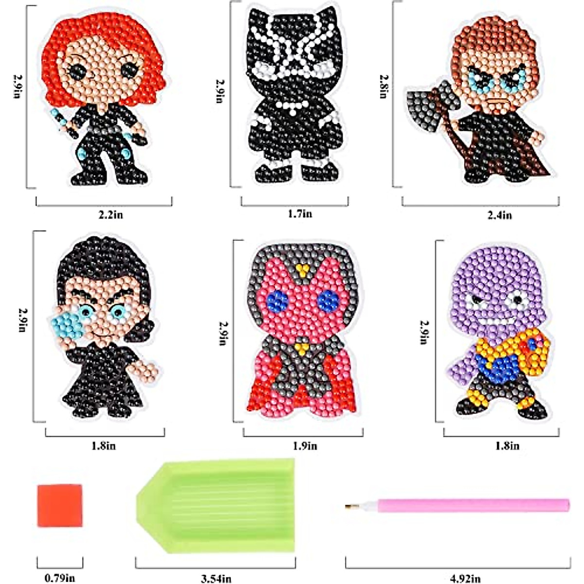 HTPDIOP16 PCS Kids DIY Diamond Painted Sticker Kit, Superhero Creative Digital Painted Diamond Dots Mosaic Stickers, Crafts for Kids, Boys, Girls and Adult Beginners.