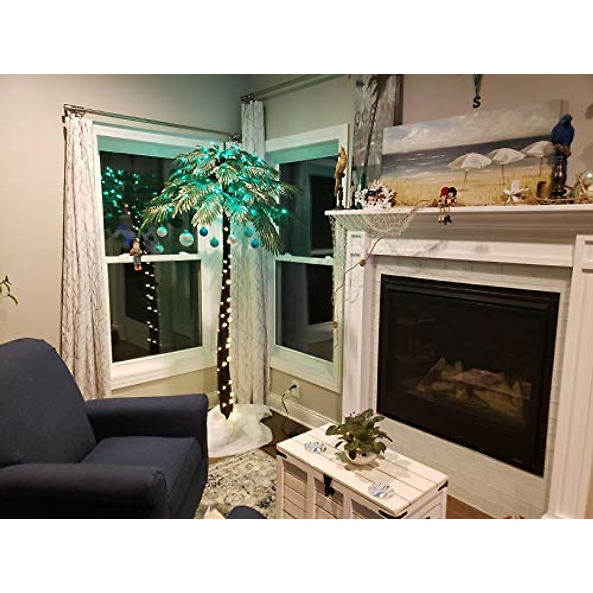 Lightshare 7 Feet Palm Tree, 96LED Lights, Decoration for Home, Party, Christmas, Nativity, Outdoor Patio