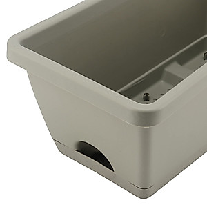 LEXININ 6 Pack 14 Inch Plastic Rectangular Window Planter Box, Window Vegetable Planter Box with Trays, Rectangular Flower Pots for Windowsill, Garden, Balcony, Patio, Grey