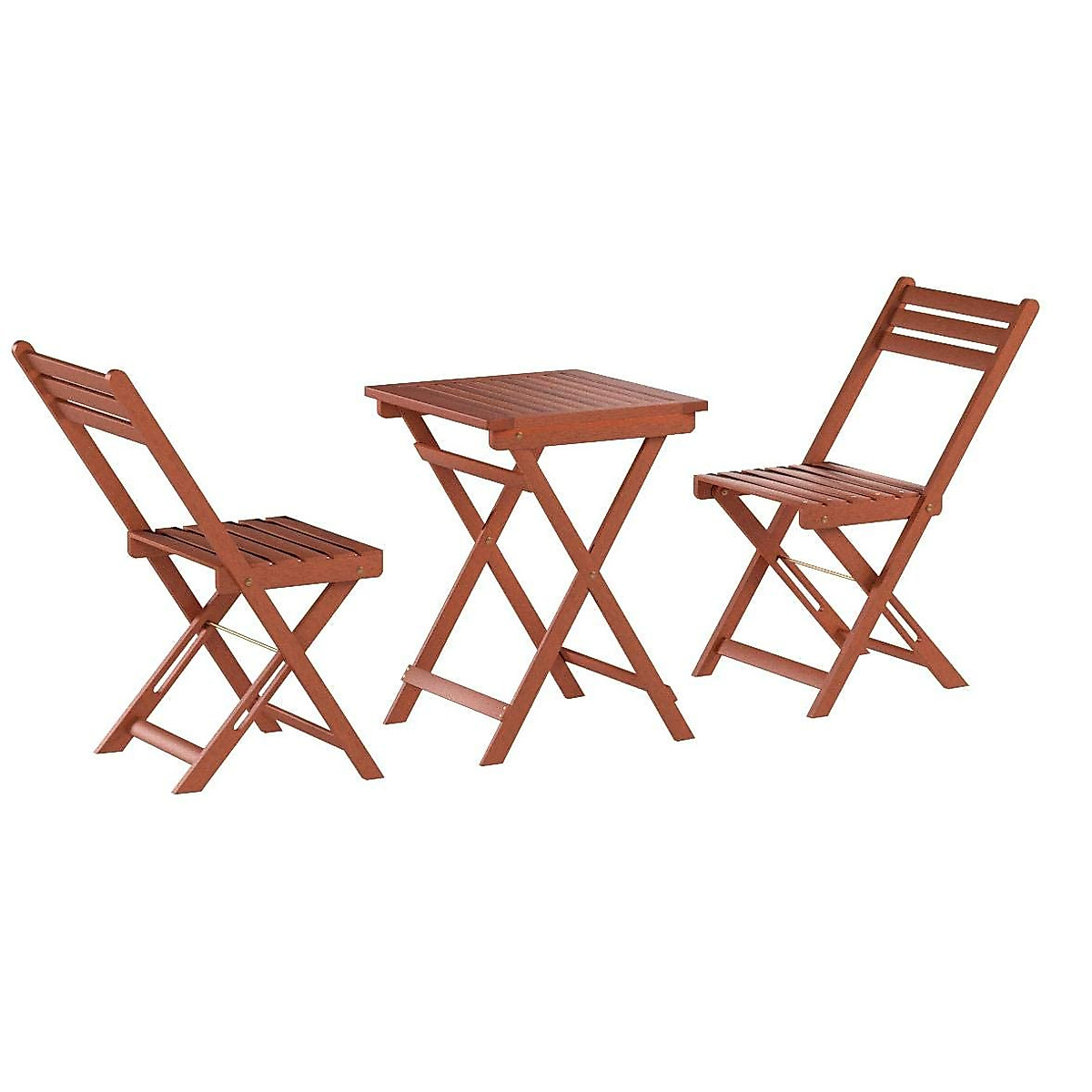 Vifah V1381 Outdoor Wood Folding Bistro Set with Square Table and Two Chairs