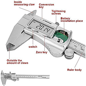 TIST Digital LCD Vernier Stainless Steel Caliper 150mm Micrometer Electronic Gauge