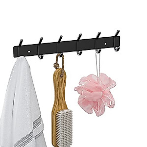 VAEHOLD Black Hat Rack, Coat Rack Wall Mount, Space Aluminum Wall Hooks Rack for Hanging Robes, Bag, Key, Row Hook with 6 Double Hooks, Towel Hanger Organizer for Bathroom, Kitchen, Bedroom