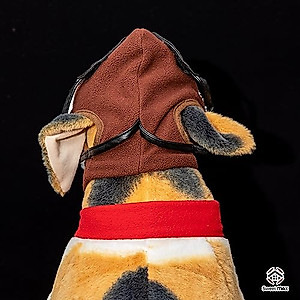 Pet Aviator Hat Red Scarf Aviator Pilot Cosplay Costume Halloween Christmas Headwear Headpiece Party Favors Dogs Cats (Aviator Hat with Scarf, Medium/Large)