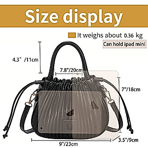 ELDA Ruched Bucket Bags and Purses For Women Drawstring Purse Mini Handbag Crossbody Shoulder Hobo Bag
