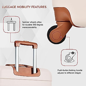 Merax 3 Piece Expandable ABS Hardshell Luggage Sets Spinner Wheel Suitcase TSA Lock Suit Case, Pink/Brown, 20/24/28 Inch