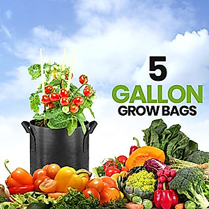Utopia Home Plant Grow Bags 05 Gallon, Grow Bags with Handles, Nonwoven Fabric Pots,Pot for Plants & Vegetables