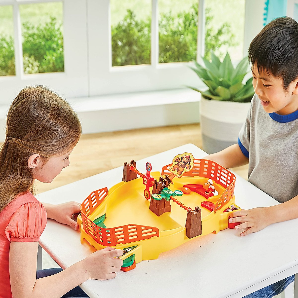 EPOCH Super Mario Fireball Stadium - 2-Player Tabletop Action Game for Ages 5+ - Includes Bowser’s Tower, Double-Sided Targets, and Mario & Luigi Collectible Action Figures
