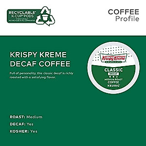 Krispy Kreme Classic Decaf, Single-Serve Keurig K-Cup Pods, Medium Roast Coffee Pods, 12 Count (Pack of 6)