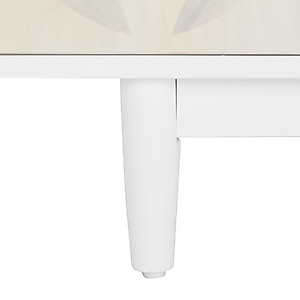 SAFAVIEH Home Collection Faye White Washed 3-Shelf Patterned Entertainment Media Stand up to 60" Flatscreen TV