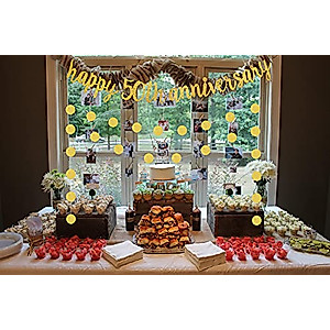Glittery Gold Happy 50th Anniversary Banner, 50th Anniversary Party Garland Sign for 50th Birthday Party, Wedding Anniversary Party and Photo Prop Decorations