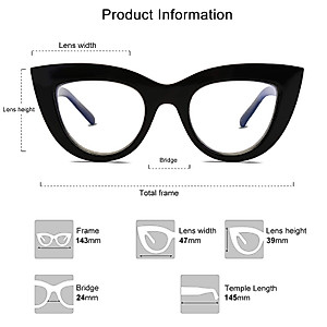 SOJOS Blue Light Blocking Glasses Retro Vintage Cateye Eyeglasses for Women Plastic Frame Hipster Party SJ5025 with Black Frame/Anti-Blue light Lens