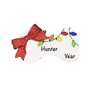 Dog Personalized Ornaments for Christmas Tree, White Dog Bone Ornament, Cute Dog Bone Gifts for Dog Lovers and Owners, Dogs First Christmas Ornament 2023