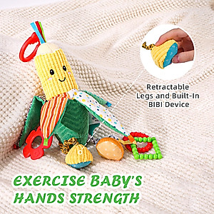 Jollybaby Baby Rattles Hanging Toys for Car Seat Crib Stroller Gym, Montessori Sensory Plush Vegetable Toys for Baby 0-3-6-12 Months with Ring Bell Crinkle and Teether, Newborn